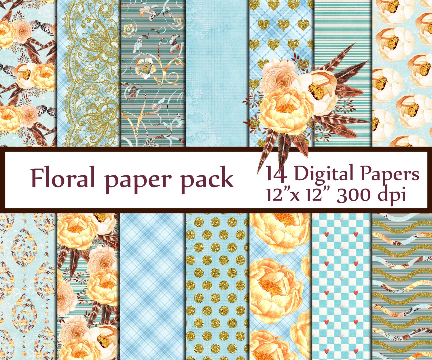 Peony Flower Digital Paper Pack: floral Papers - Etsy