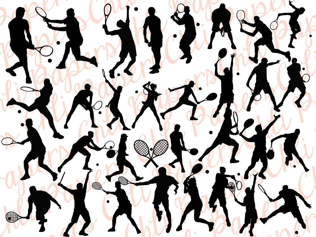 Tennis Silhouettes Clipart: "tennis Svg" Silhouettes Svg,tennis Cut ...