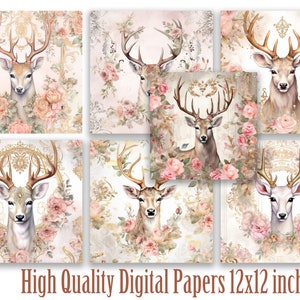 Deer Digital Papers,deer Journal Papers,deer Collage Sheet,woodland ...