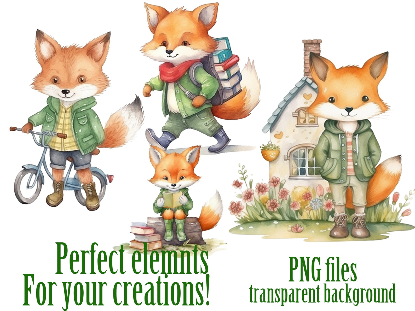 Cute Fox Clipart,watercolor Fox Png,woodland Animal Png,baby Animal ...