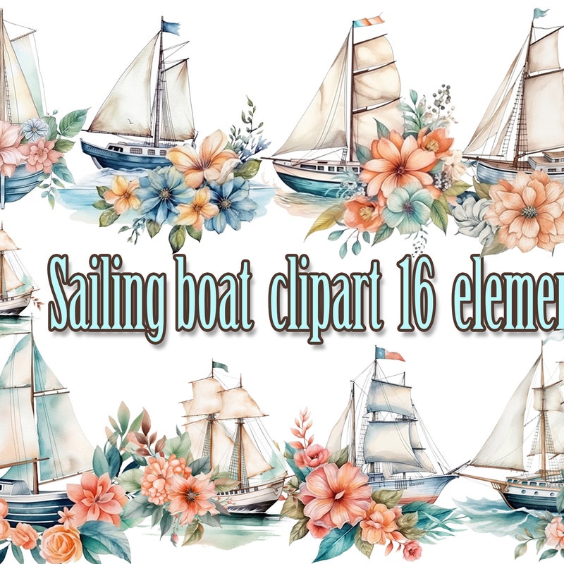 Sailboat Clipart - Etsy