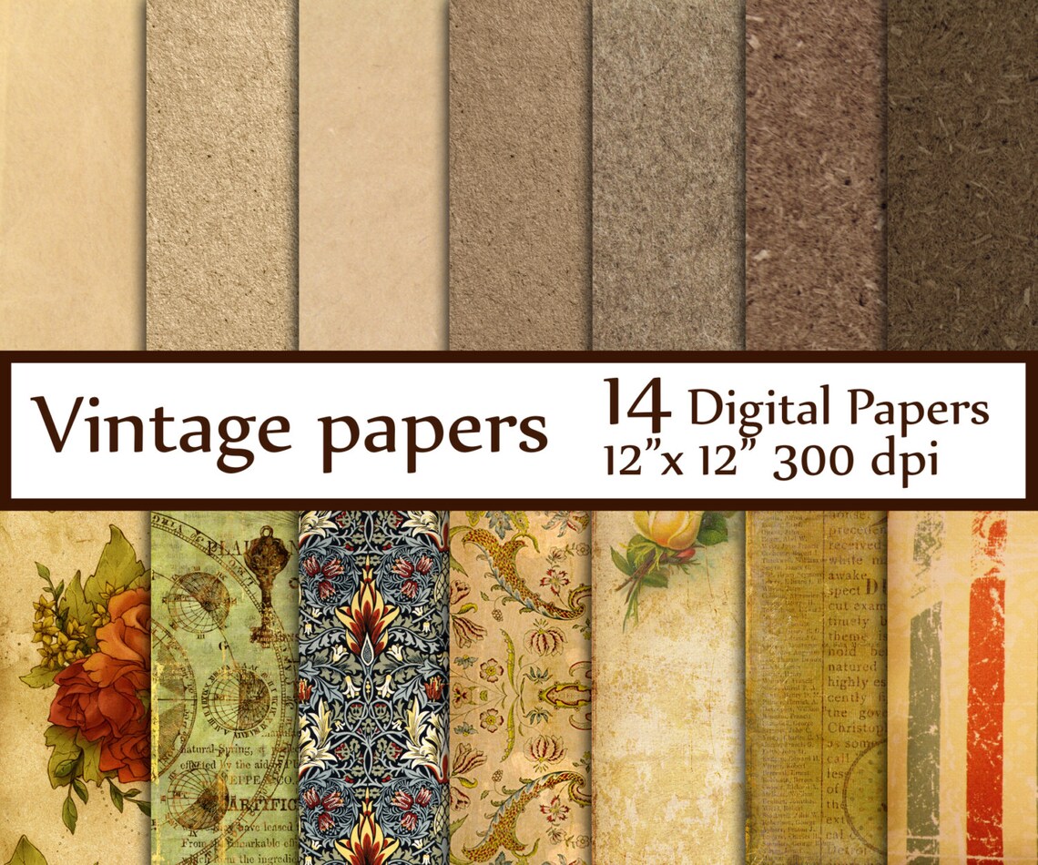 Kraft Digital Paper: craft Papers Scrapbooking - Etsy