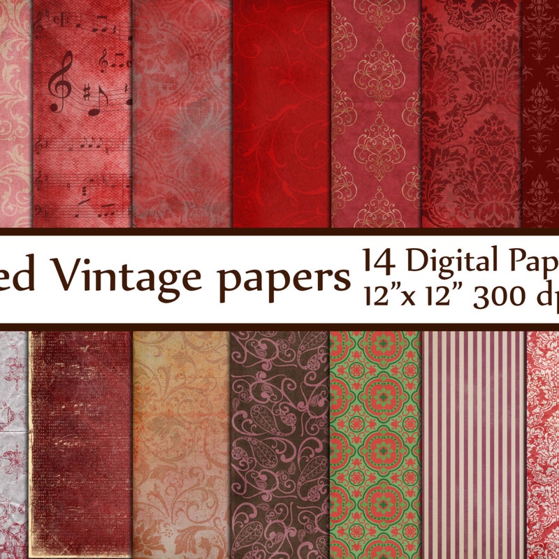 Red Damask Paper - Etsy