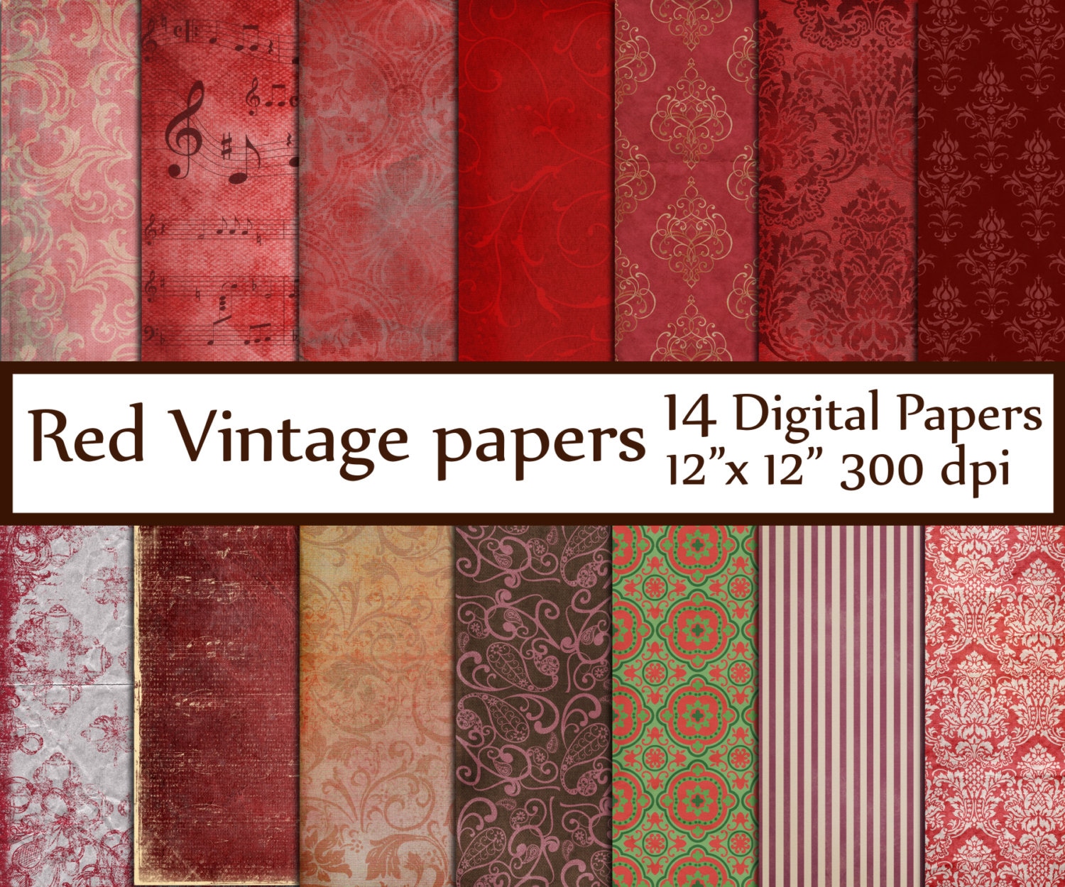 Red Digital Paper: "red Paper" Romantic Valentine Backgrounds Red ...