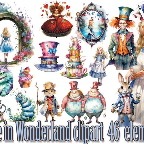 45 PNG Watercolor Alice in Wonderland Clipart Fairytale - Etsy