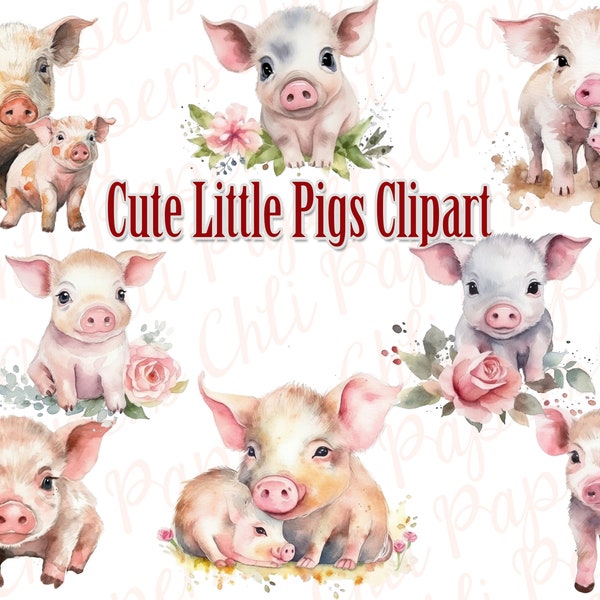 Pig Clipart - Etsy