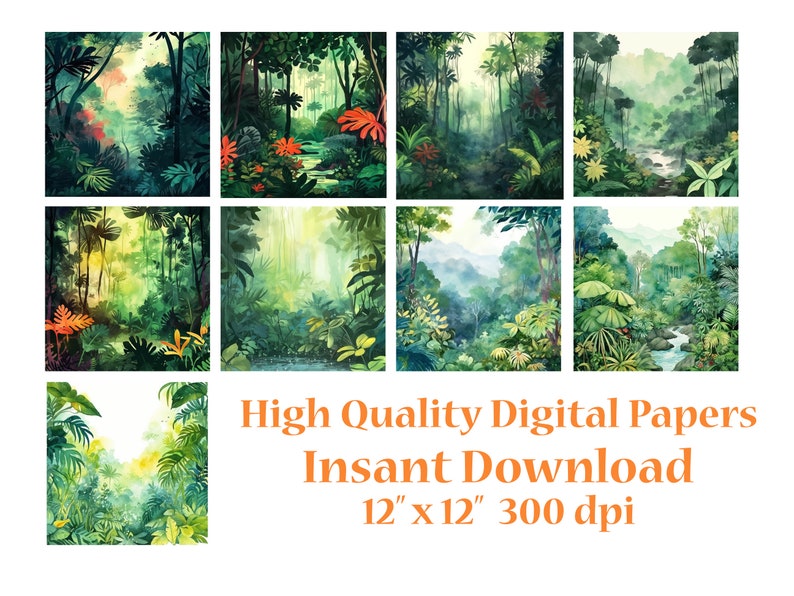 Jungle Digital Papers,rainforest Digital Paper,tropical Digital Paper ...