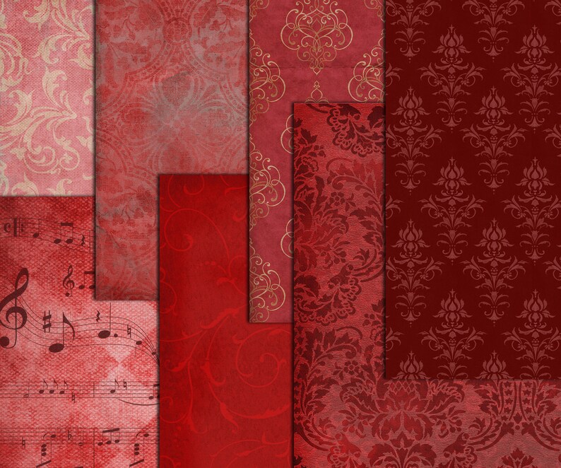 Red Digital Paper: "red Paper" Romantic Valentine Backgrounds Red ...
