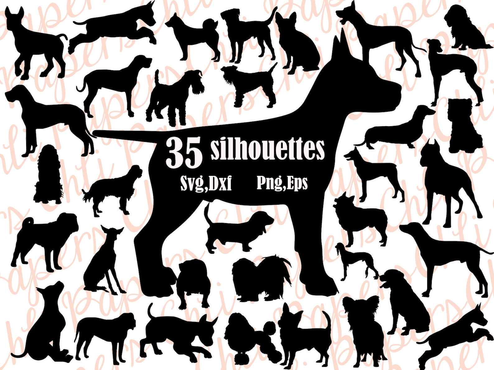 Dog Silhouette Svg: dog Clipart Dog Cut Filedogs - Etsy