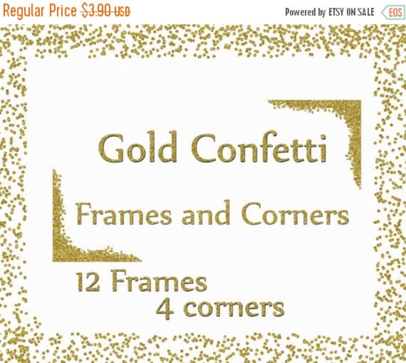 Gold Confetti Frames: gold Frames Gold Glitter | Etsy