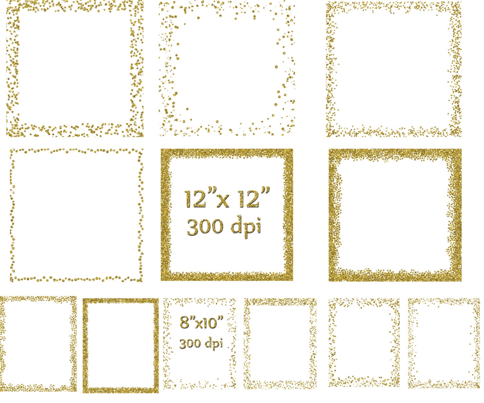 Gold Confetti Frames: gold Frames Gold Glitter | Etsy