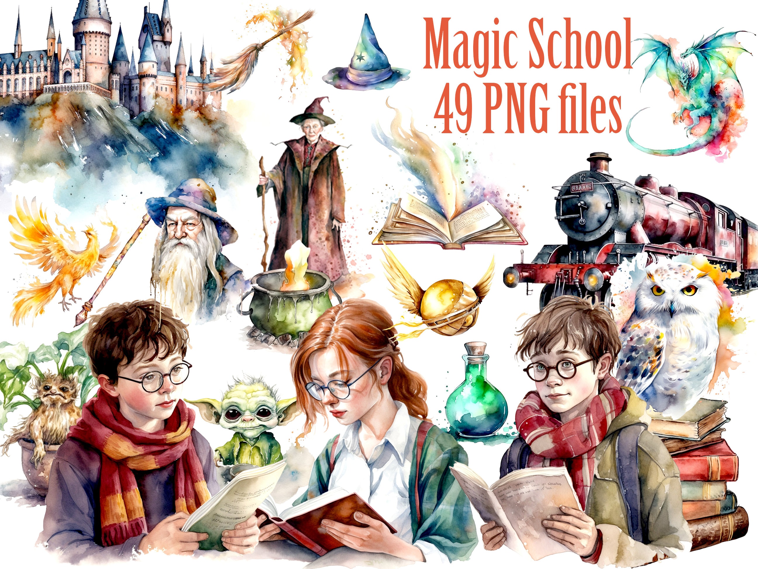 Magic School Clipart: wizard Clipart Witch and - Etsy UK