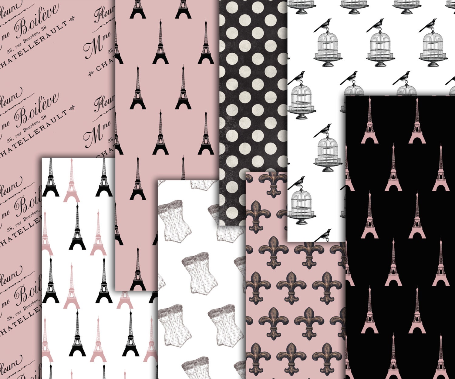 Paris Digital Paper: eiffel TOWER Paper Paris - Etsy