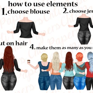 Best Friends Clipart,jeans and Legs,plus Size Girls,bridesmaid Clipart ...