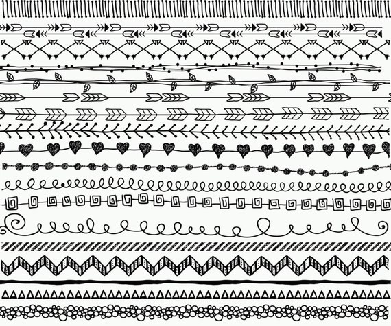 Doodle Borders Clipart: borders CLIP Art Hand - Etsy