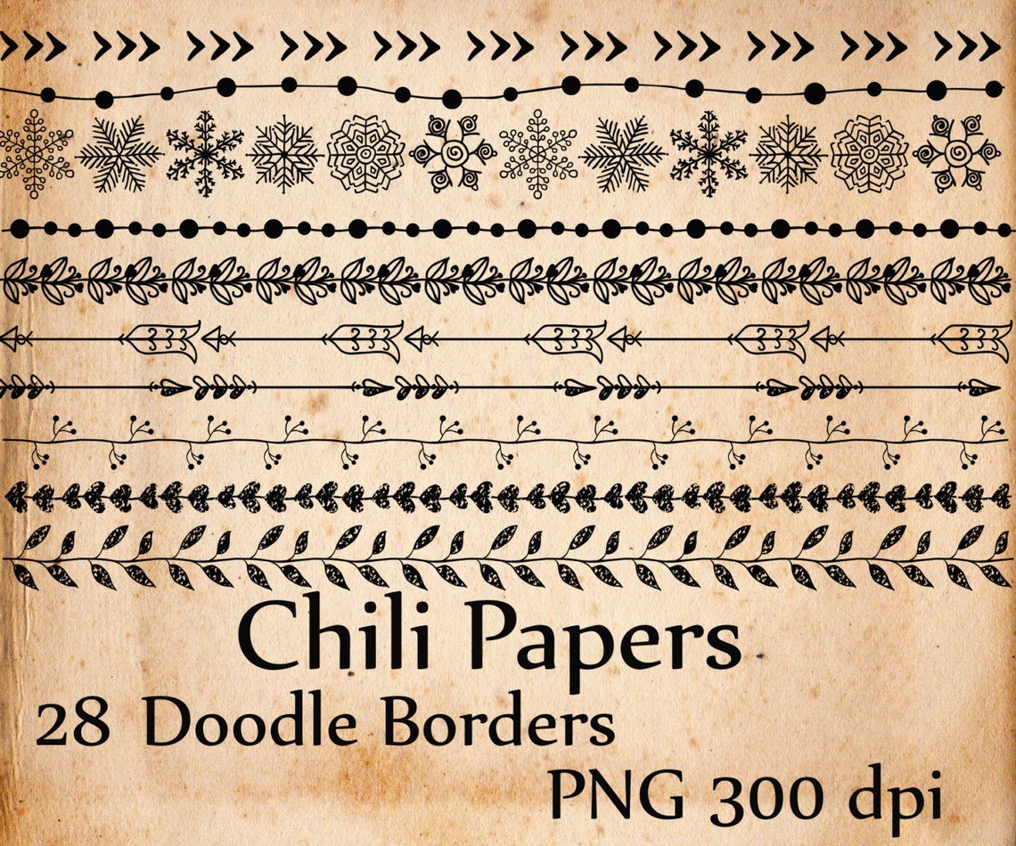 Doodle borders clipart: BORDERS CLIP ART Hand | Etsy