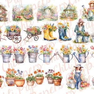 Garden Clipart,watercolor Spring Garden Clipart,gardening Clipart ...