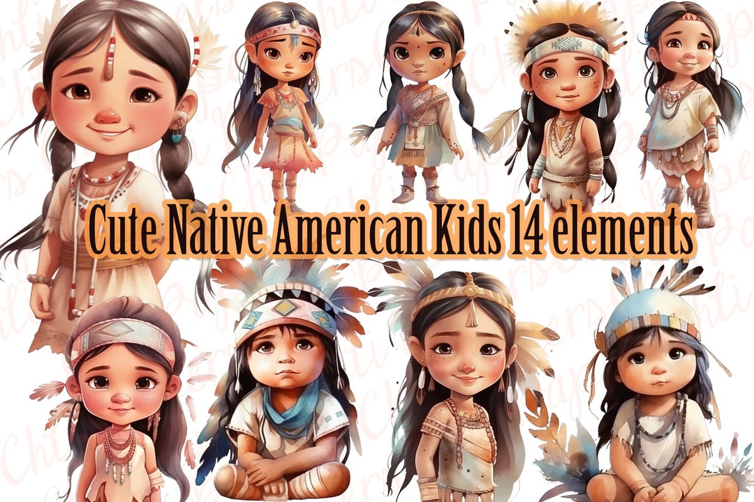 Cute Native American Clipart,cute Indian Kids, Indian Girl Clipart ...