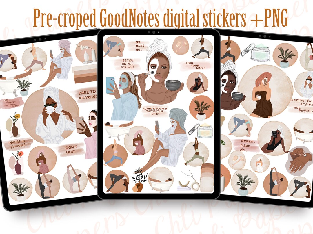 Precropped Goodnotes Stickers: black GIRL Stickers Digital Planner ...