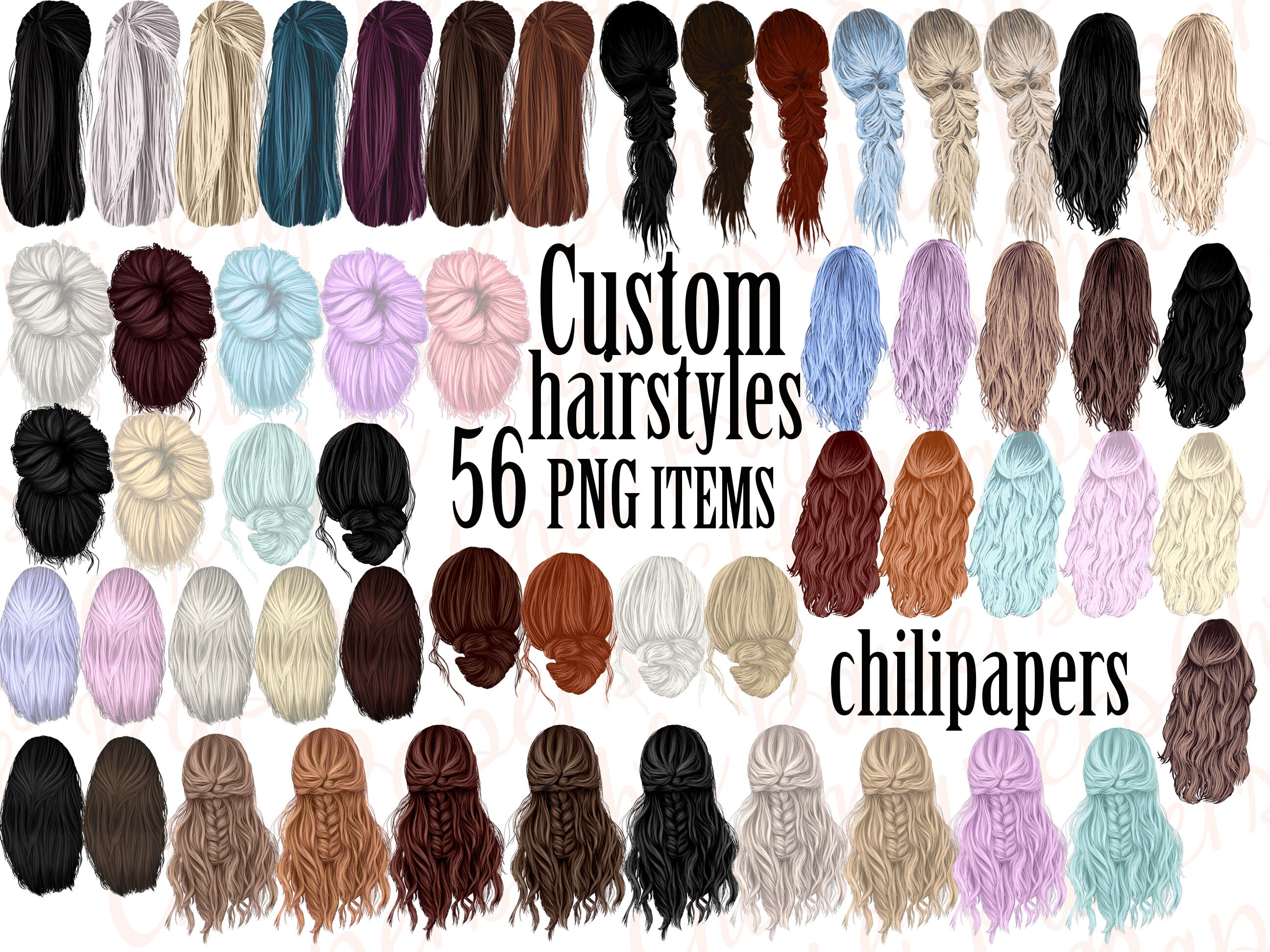 Custom Hairstyles Cliparthair Clipart Womans Hair - Etsy
