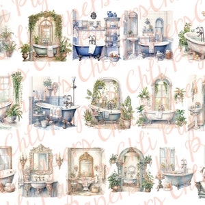 Bathroom Watercolor Clipart,bathtub Clipart,bathroom Interior,bath ...