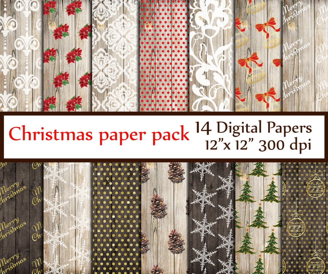 Christmas Digital Paper: christmas Paper Wood Digital Papers Rustic ...