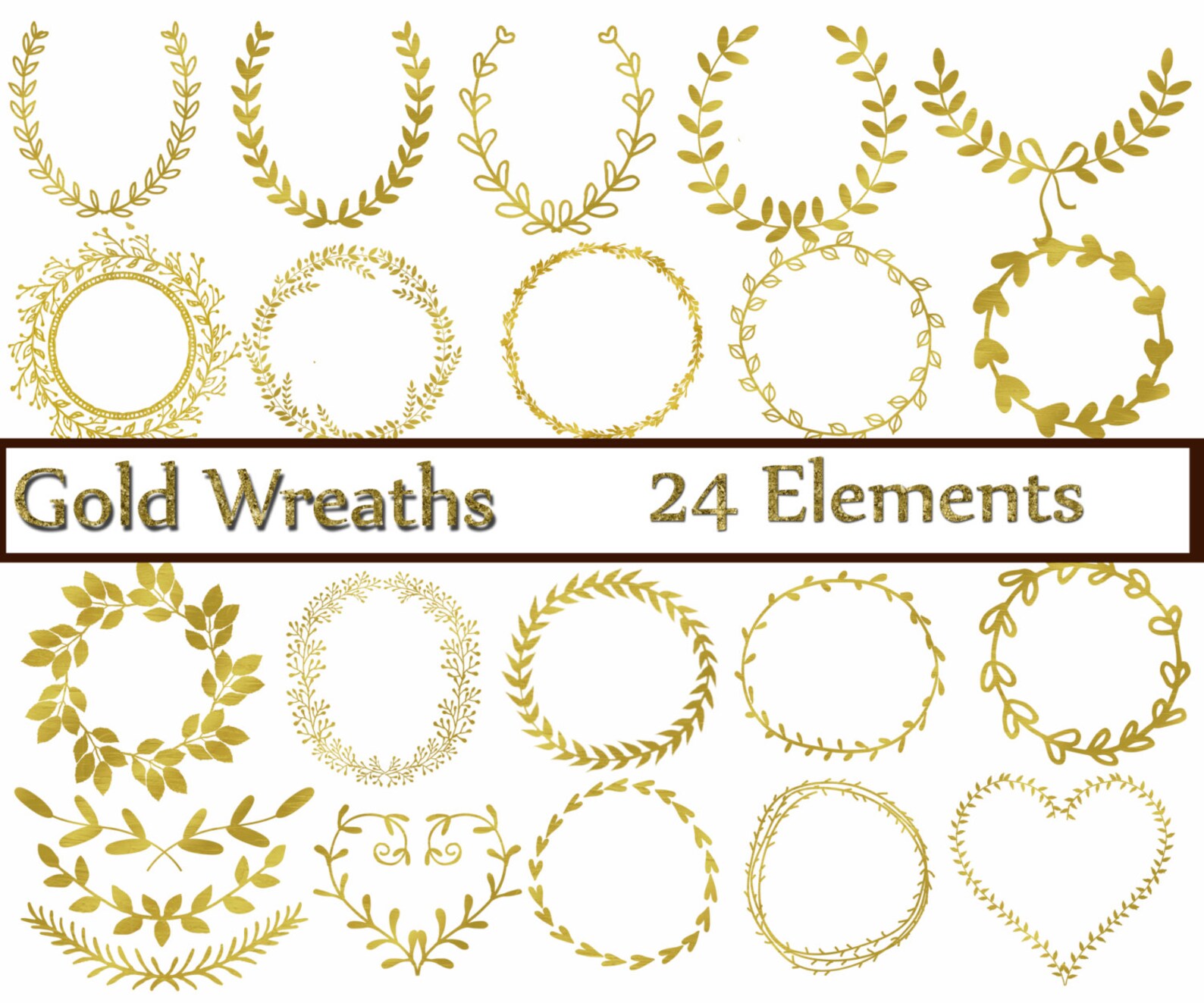 Gold Wreaths Clip art: GOLD WREATHS CLIPART Gold | Etsy