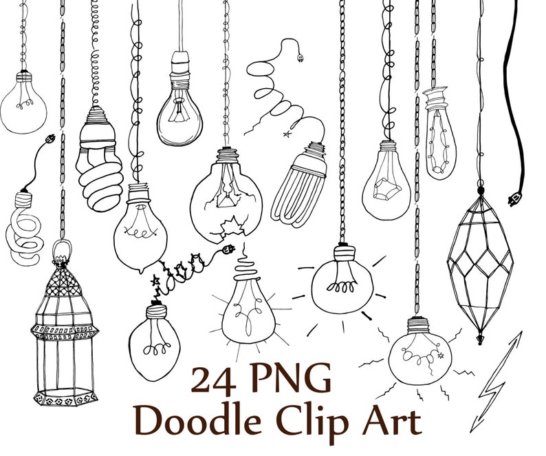 Lightbulb doodle clipart: DOODLE CLIP ART Light | Etsy