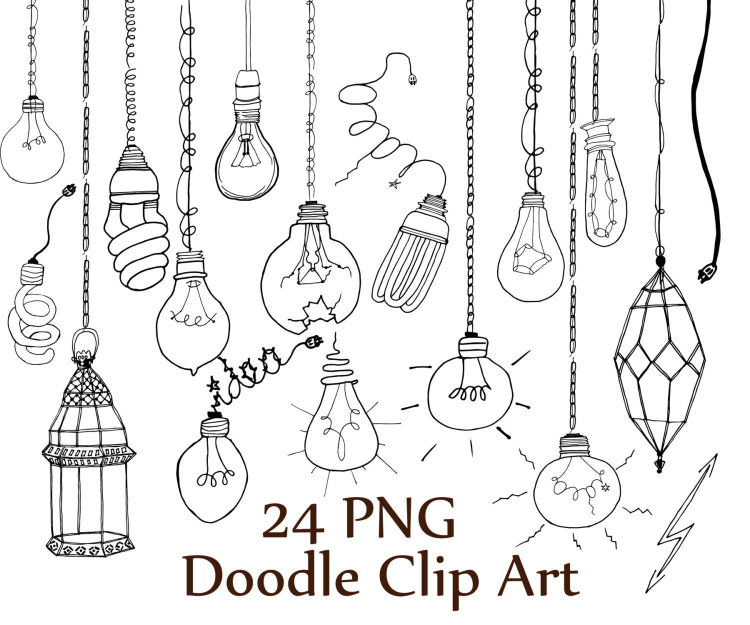 Lightbulb doodle clipart: DOODLE CLIP ART Light | Etsy
