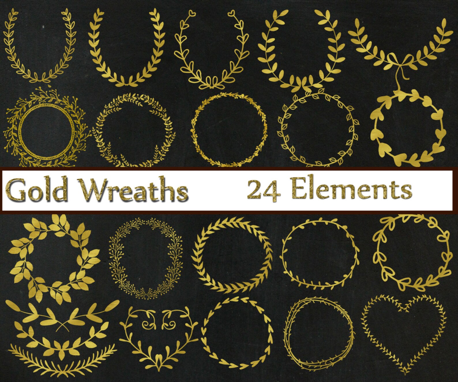 Gold Wreaths Clip art: GOLD WREATHS CLIPART Gold | Etsy