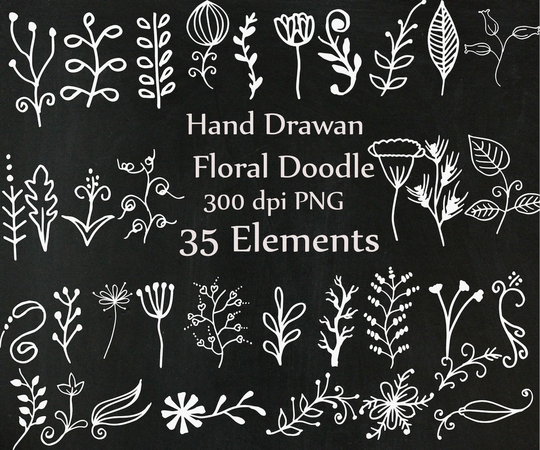 Chalkboard Doodle Flowers Clipart: "chalk Flowers" Hand Drawn Flower ...