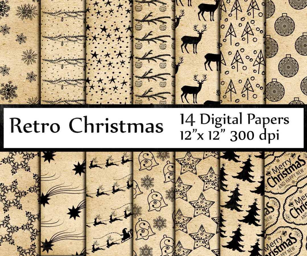 Retro Christmas Digital Papers: "christmas Papers" Vintage Christmas ...