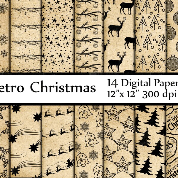 Retro Digital Papers - Etsy