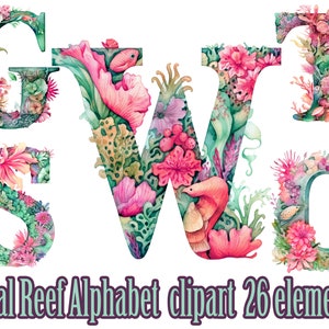 Sea Life Alphabet.coral Reef Letters Png,alphabet Coral Reef,monogram ...