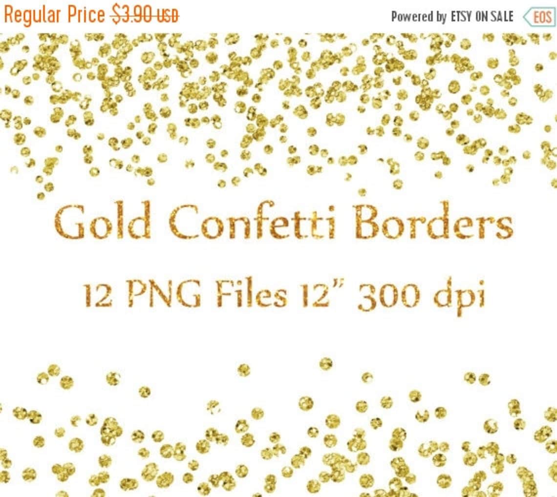 Gold Confetti Borders Clipart: glitter CONFETTI - Etsy