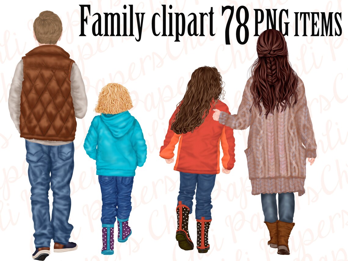 Family Clip Artcustom Family Clipart Fall Family Sisters - Etsy