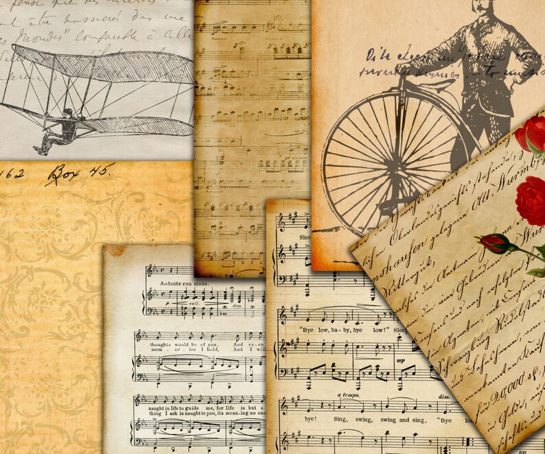 Antique Digital Papers: vintage Paper Ephemera - Etsy UK