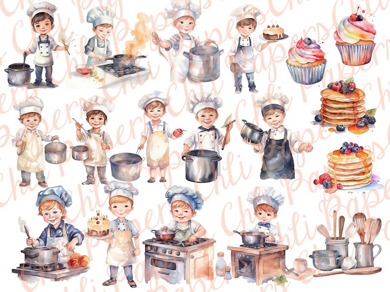 Cute Little Chef Clipart,cooking Clipart,chef Clipart, Baking Boy Png ...