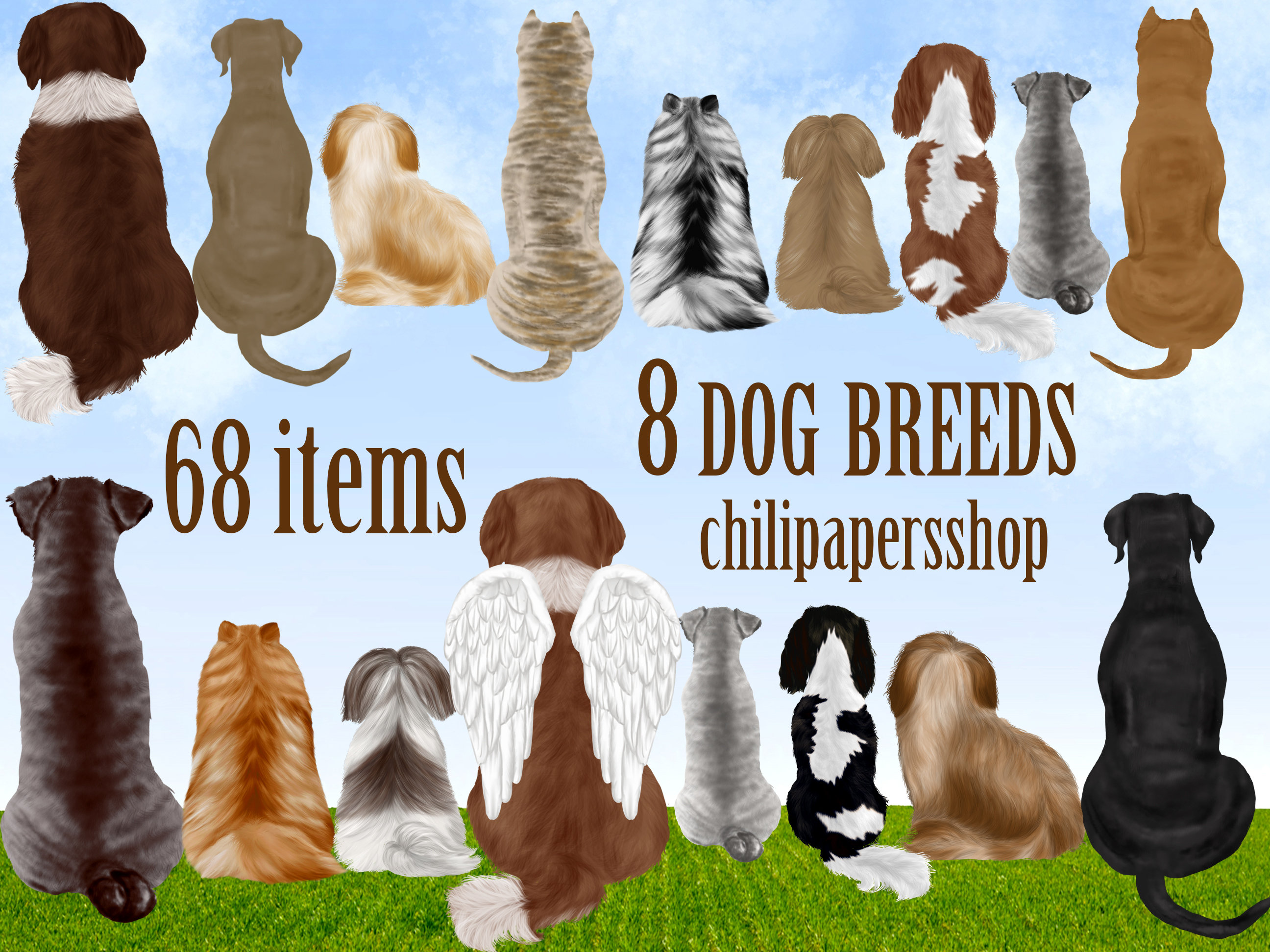 Dog Breeds Clipartdogs Clip Artpets Illustrationspuppies - Etsy