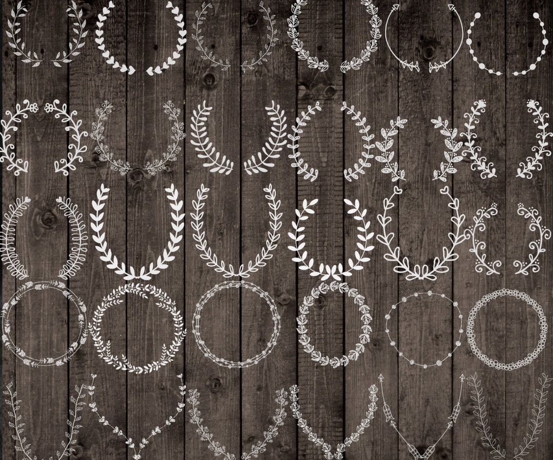 Chalkboard Laurels Wreath Clipart: "chalkboard CLIP Art" Hand Drawn ...