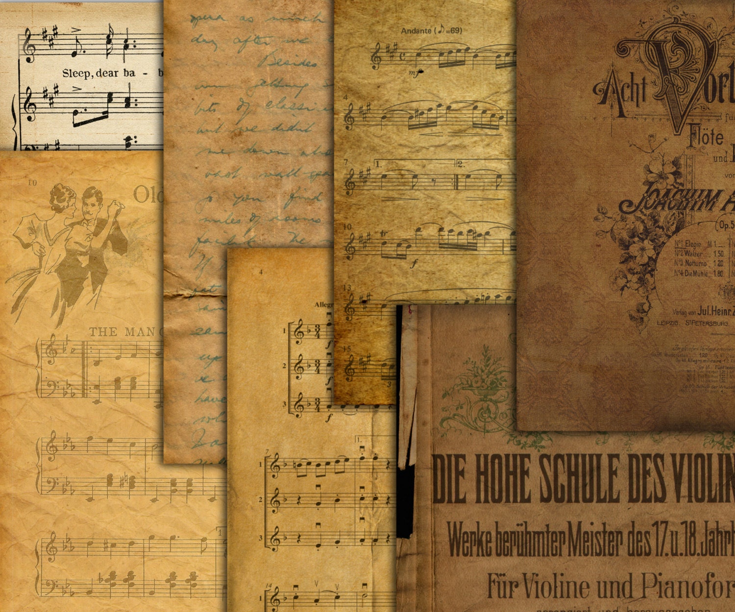 Antique Music Digital Papers: "music Papers" Music Sheet Vintage Paper ...