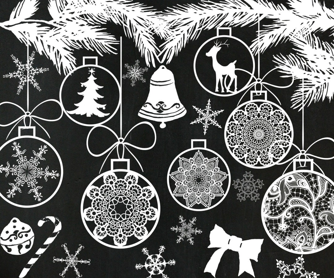 Chalkboard Christmas Clipart: "christmas CLIP Art" Christmas Ornaments ...