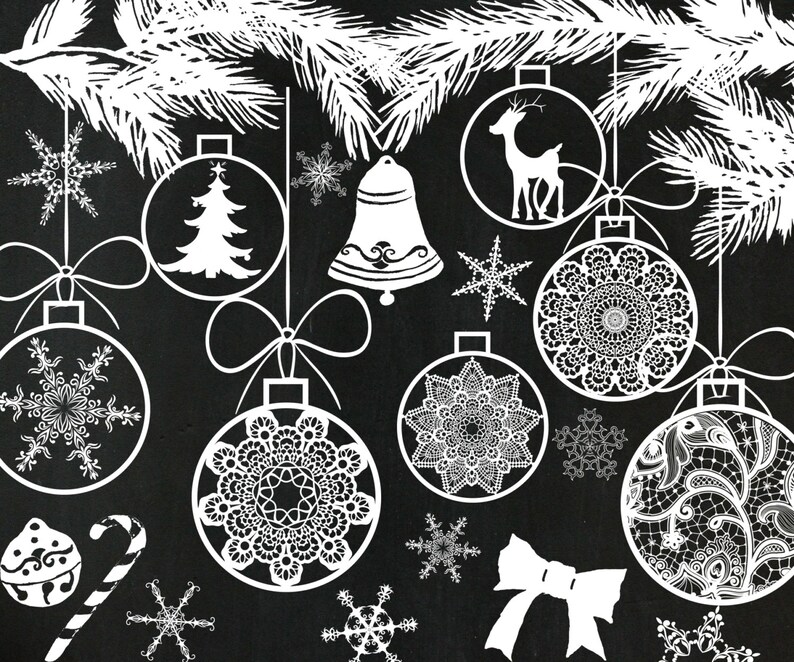 Chalkboard Christmas Clipart: christmas CLIP Art - Etsy