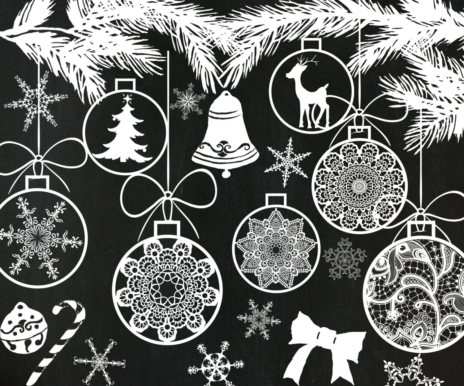 Chalkboard Christmas Clipart: CHRISTMAS CLIP ART | Etsy