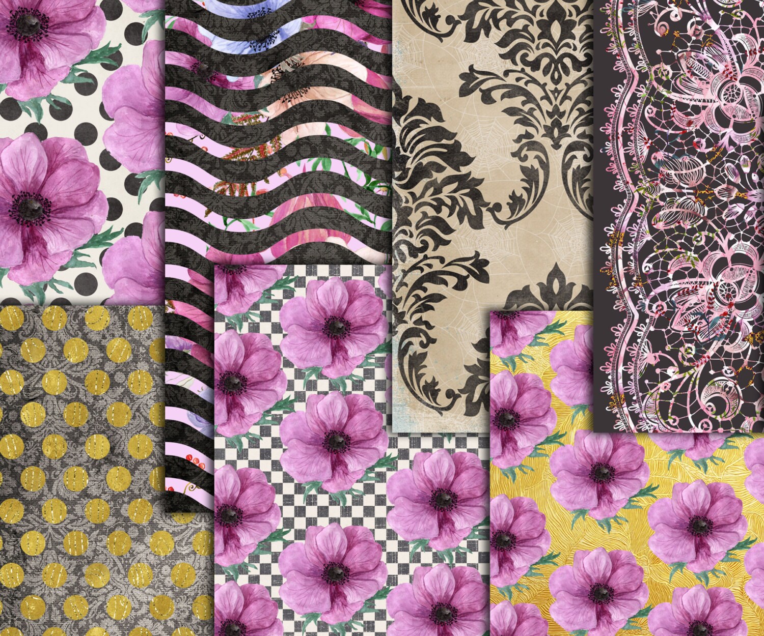 Floral Digital Paper Pack: floral DIGITAL Papers | Etsy