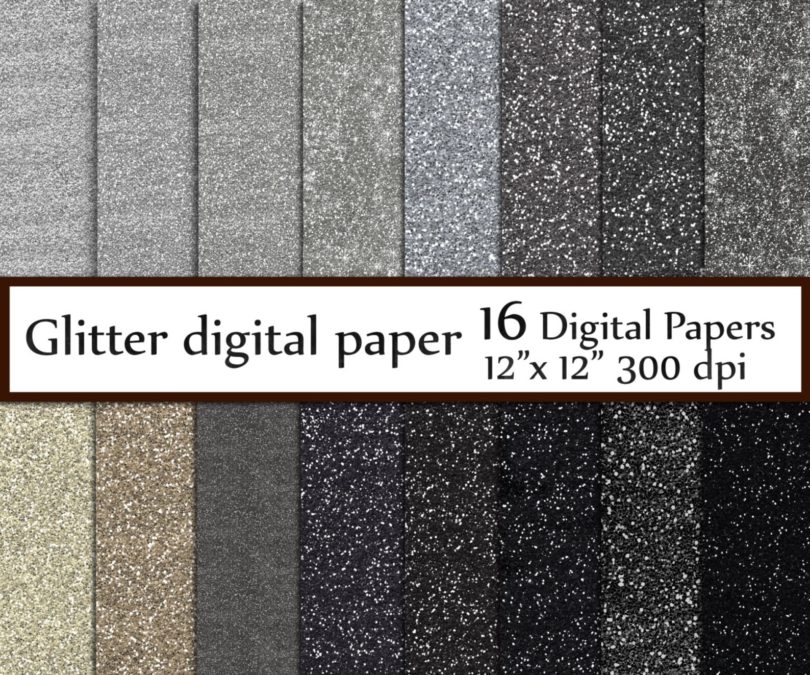 Silver Glitter Digital Paper: "glitter Paper" Grey Black Glitter Paper ...