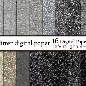 Silver Glitter Digital Paper: "glitter Paper" Grey Black Glitter Paper ...
