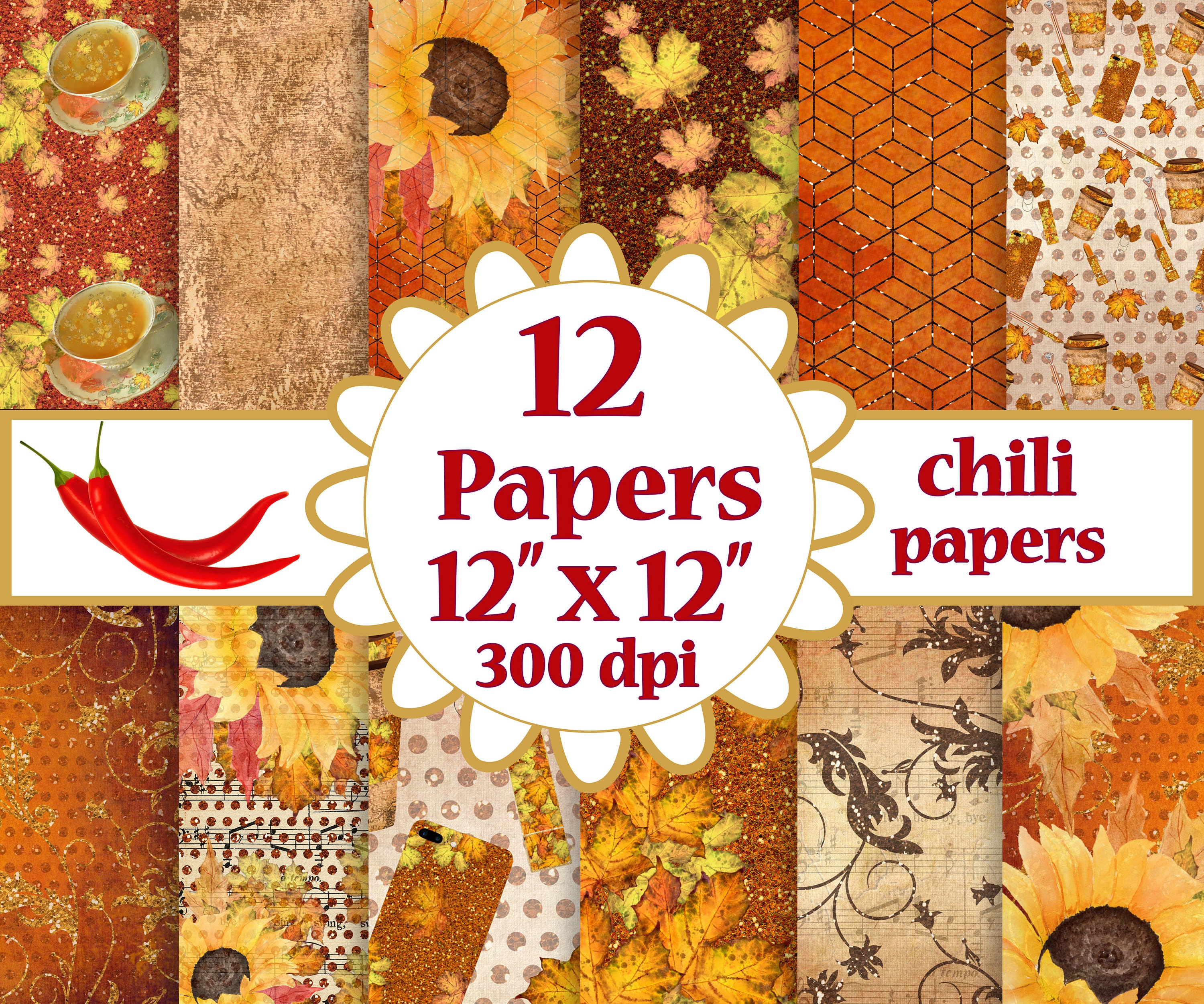 Fall Digital Papers: sunflower PAPER Pack Autumn - Etsy