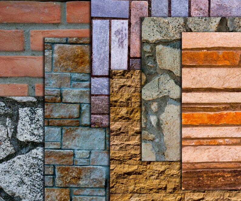 Brick Digital Paper: "brick Textures" Brick Wall Backdrops Rustic Brick ...