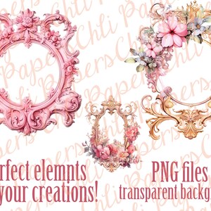 Frames Clipart,rococo Frame Clipart,pink Frames Clipart,floral Frames ...